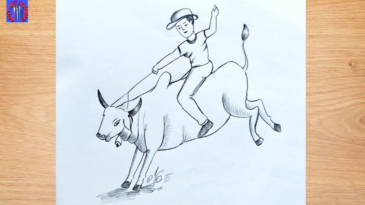 Cowboy Bull Riding Drawings Easy Vintage Rustic Iron Bucking Bull