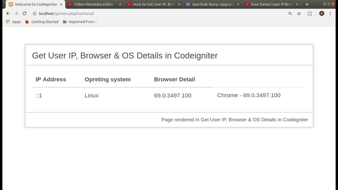 Detect User IP Browser Operating System Details Codeigniter - YouTube