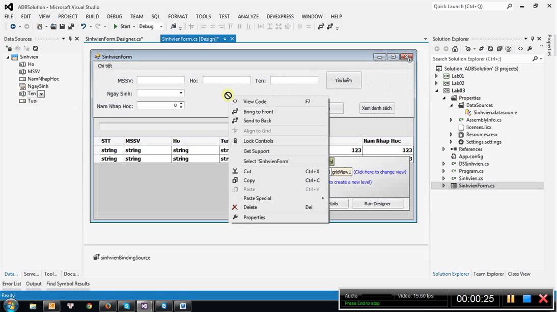 Hướng dẫn binding datasource trong c# - YouTube