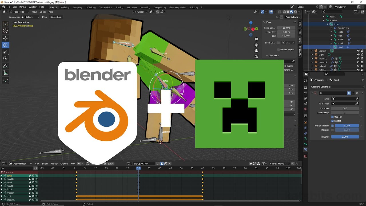 Minecraft Legacy Toon Shader Style Character in Blender - YouTube