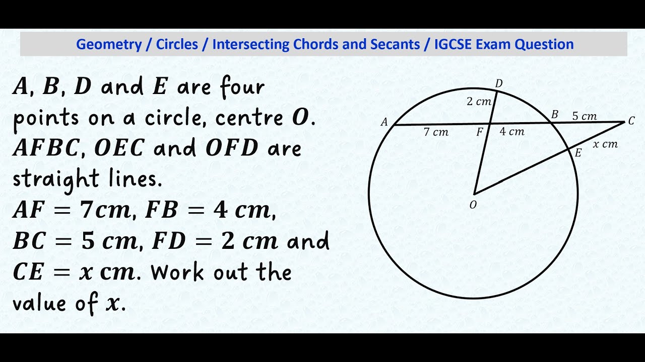 Geometry / Circles / Intersecting Chords and Secants / IGCSE Exam ...