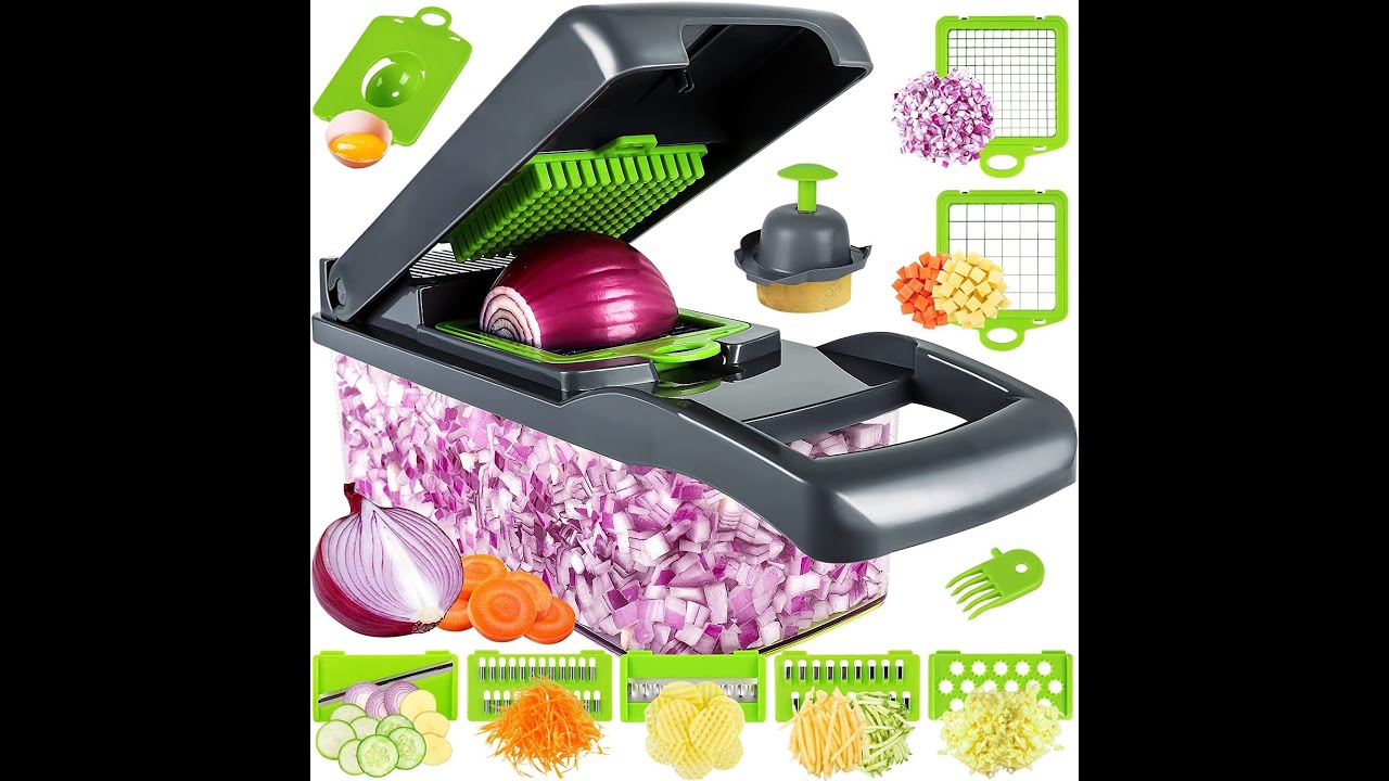 Vegetable Chopper, Pro Onion Chopper, Multifunctional 13 in 1 - YouTube