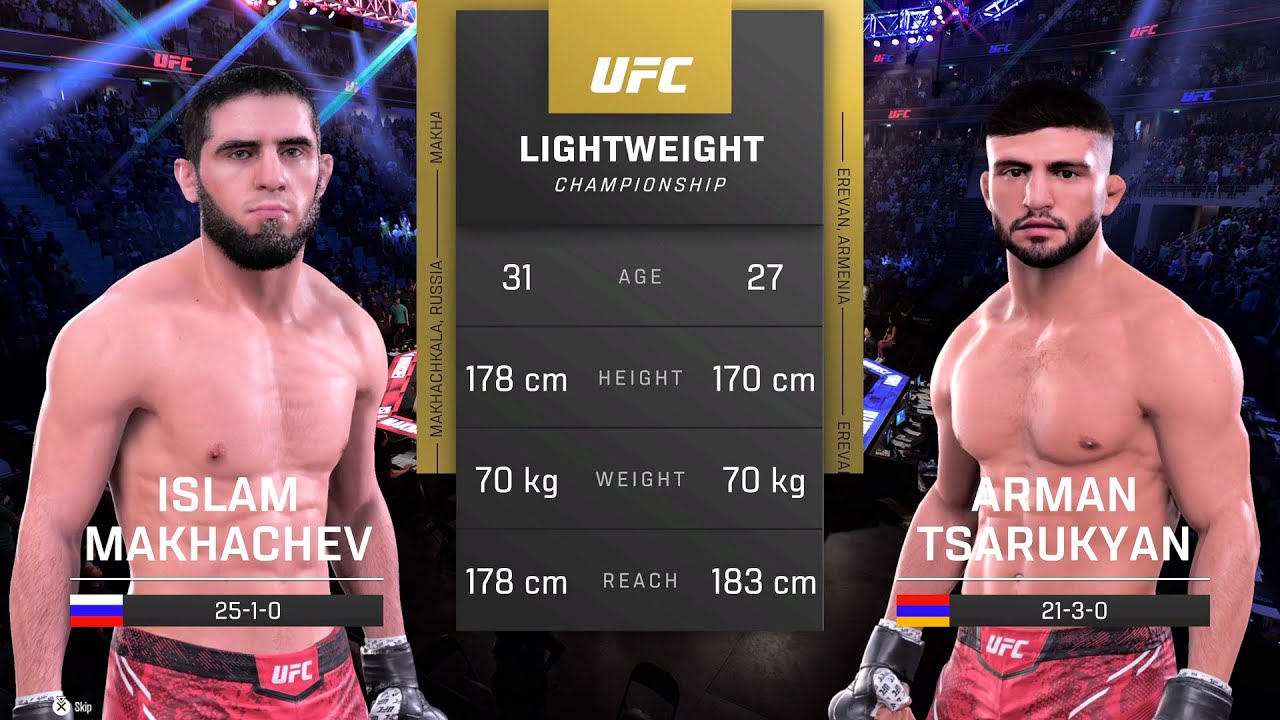 Islam Makhachev vs Arman Tsarukyan Full Fight - UFC 5 Fight Night - YouTube