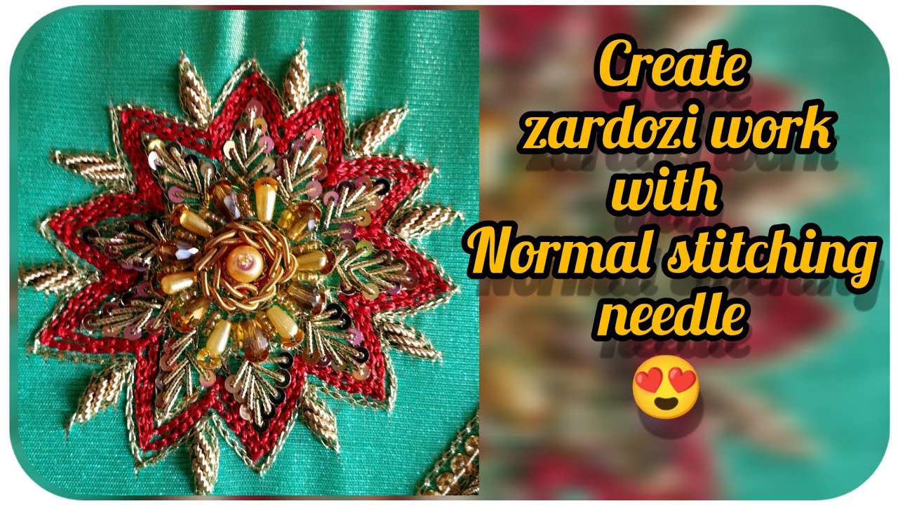 Create zardozi work with simple stitching needle|| Easy way to create ...