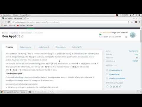 Bon Appetit, Bill division Hacker Rank Solution in C Programming - YouTube