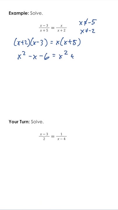 Solving Rational Equations - High School Algebra - YouTube