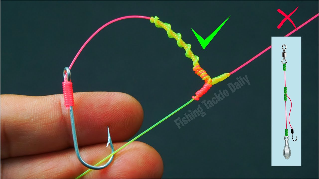 Amazing RIG Fishing ! Making T Knot Very Long Free tangle DIY Tackle ...