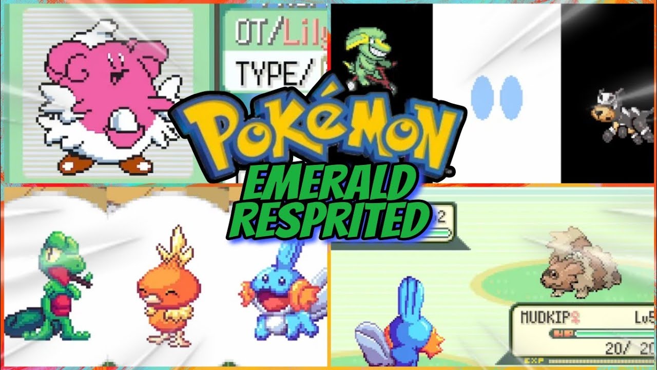 Pokémon Emerald ReSprited Hack Rom GBA ¡Los 386 PKM Tienen Sprites ...