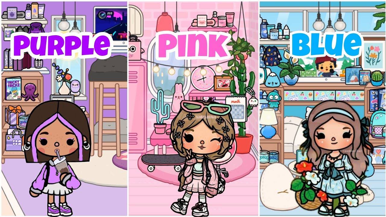 Toca Life World : Purple💜 Pink💖 Blue💙 Room Design | Toca Boca - YouTube