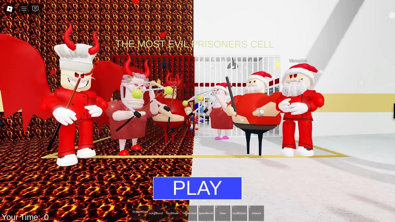 CUTE POMNI SCARED OF SANTA FAMILY VS DEVIL FAMILY BARRY'S PRISON RUN ...