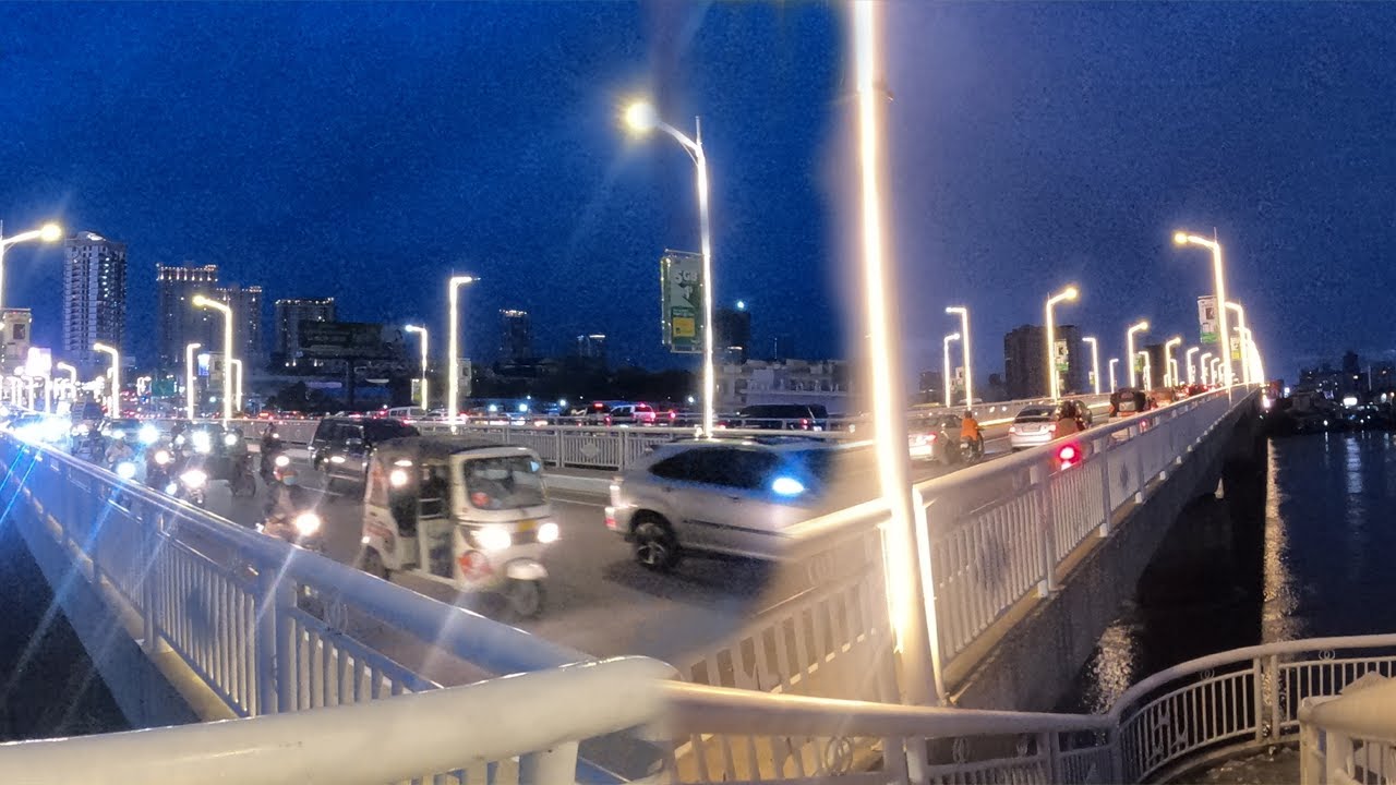 Watch Phnom Penh city from the Chroy Changva Bridge - YouTube
