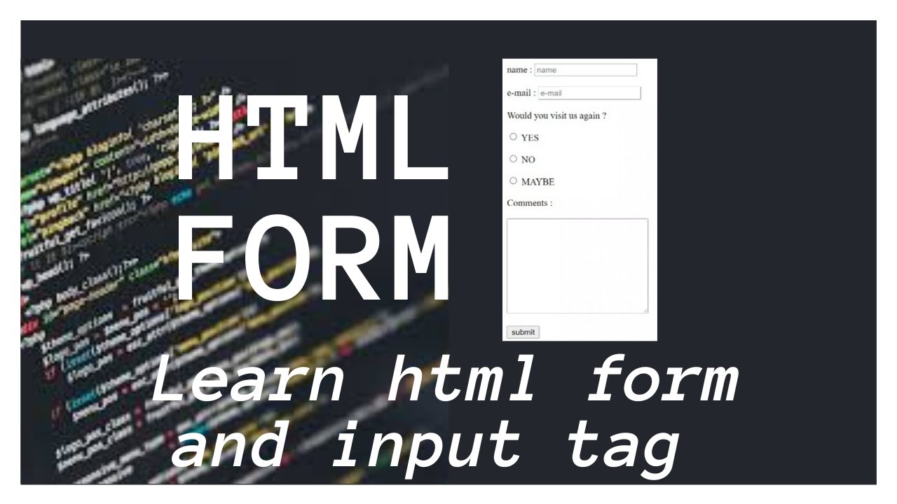 Learn HTML Form and Input Tag - YouTube
