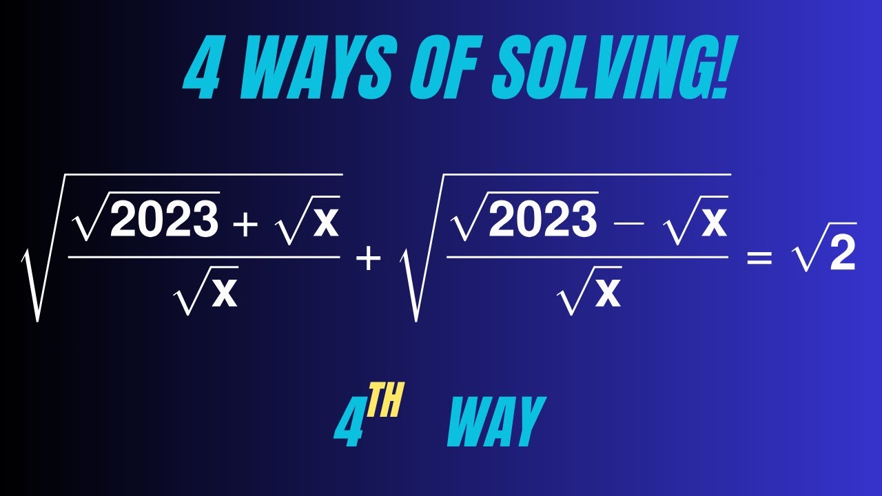 A Nice irrational equation check the solution - 4th solution | Geendle ...