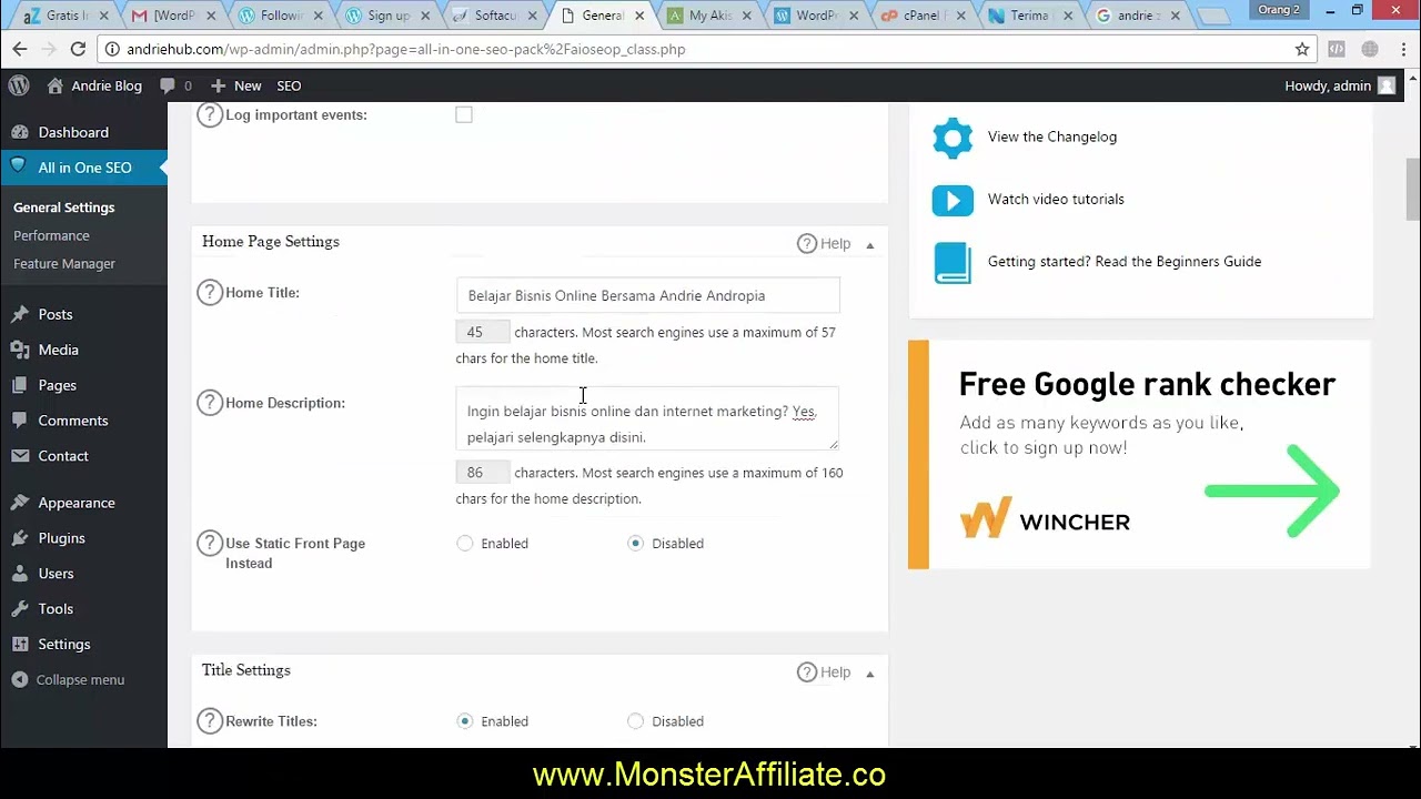 18 Cara Mensetting All In SEO Pack Plugin - YouTube