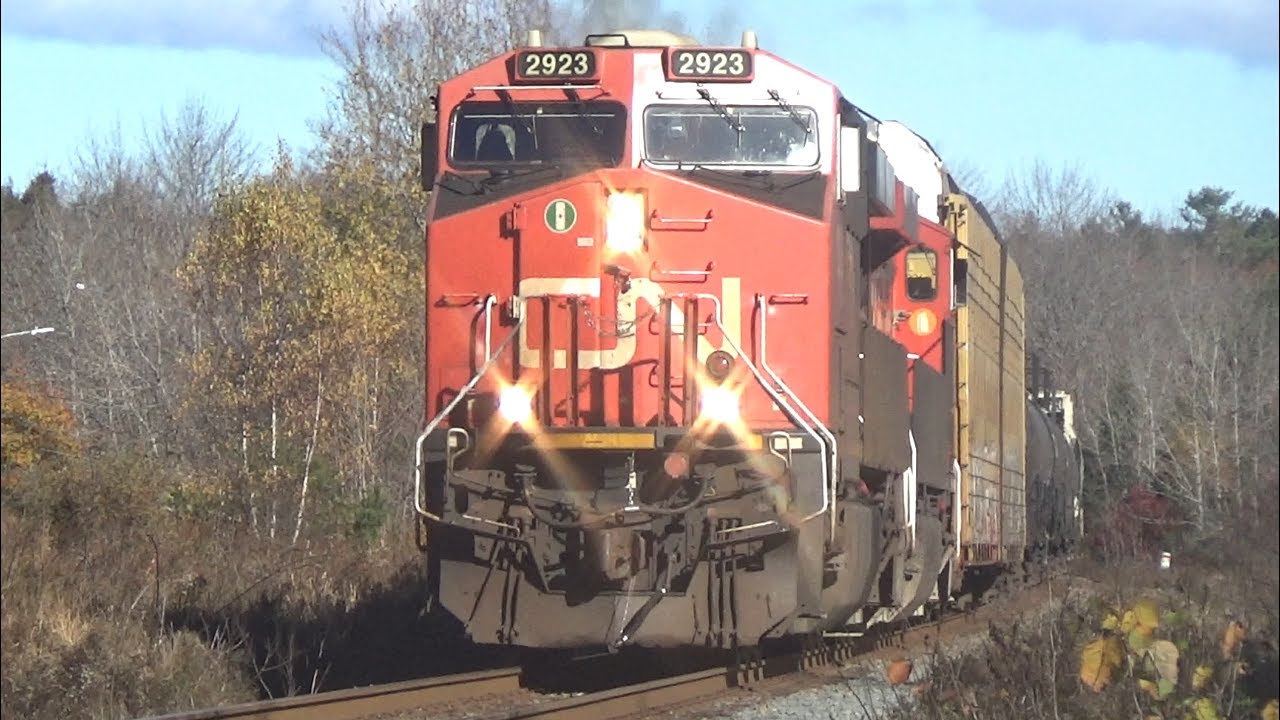 Late Freight Train CN 508 Slowly passing thru Windsor Junction, NS approaching Dartmouth ...
