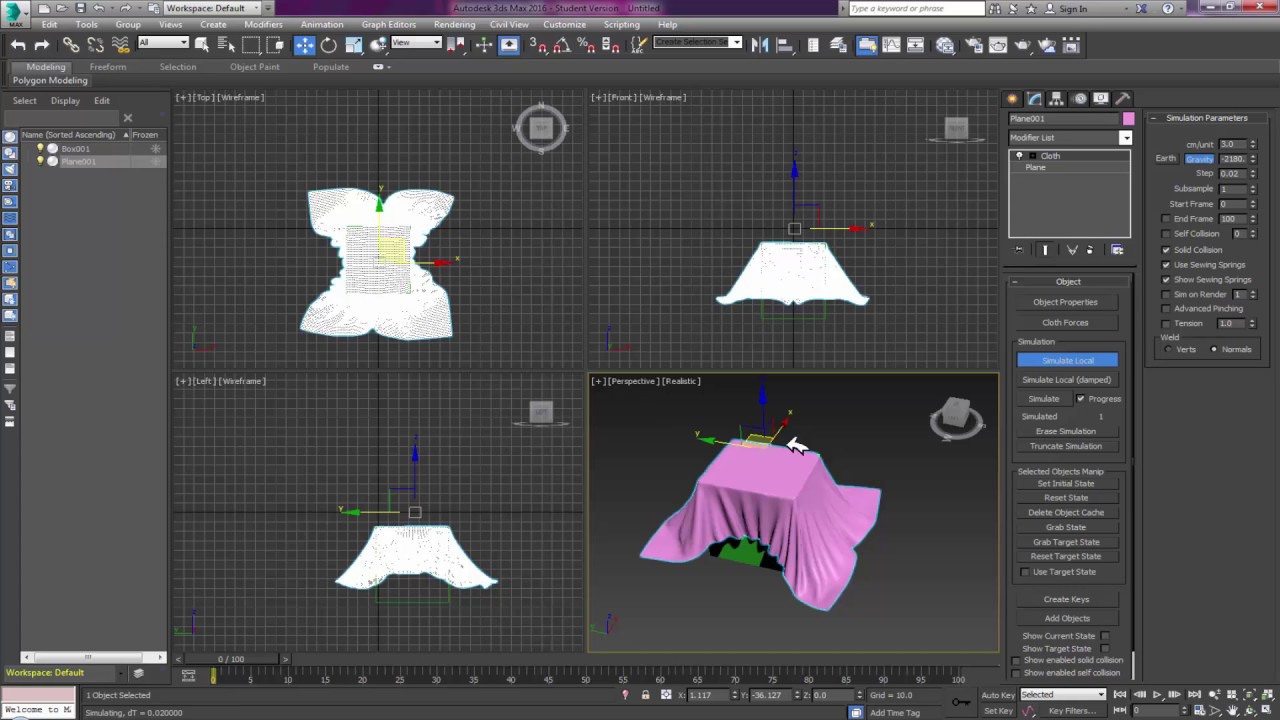 3d max 2016|الدرس 49 | modifiers = cloth part 2 - YouTube