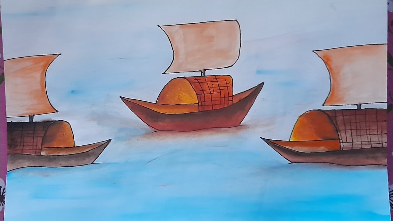 How to draw a boat picture step by step - YouTube