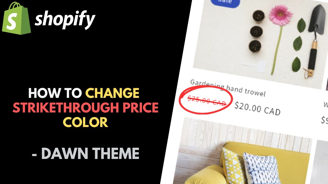 Shopify Dawn Theme: How to Change the Color of Strikethrough Price - YouTube