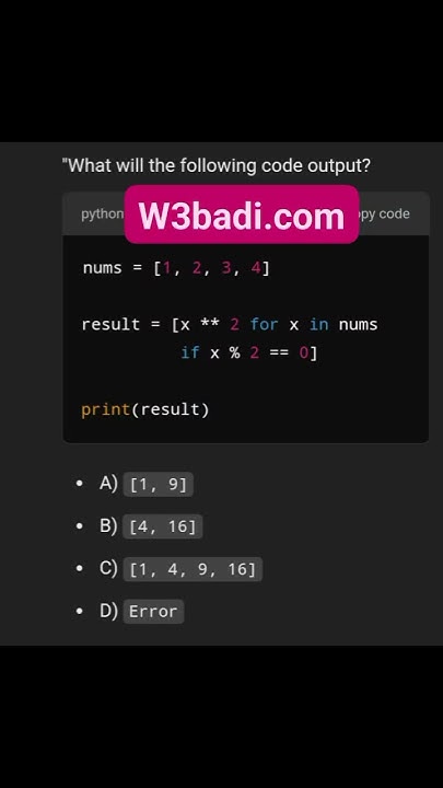 Python Quiz: List Comprehensions"#PythonDataStructures #ListComprehension #LearnPython# ...