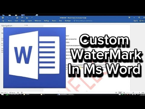 How To Add A Custom WaterMark In Microsoft Word - YouTube