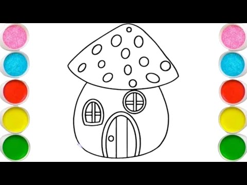 How to Draw Mushroom House|| Mushroom House Drawing For Kids ...