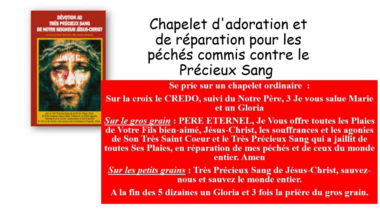 Chapelet d'adoration & réparation au PRECIEUX SANG de NOTRE SEIGNEUR ...