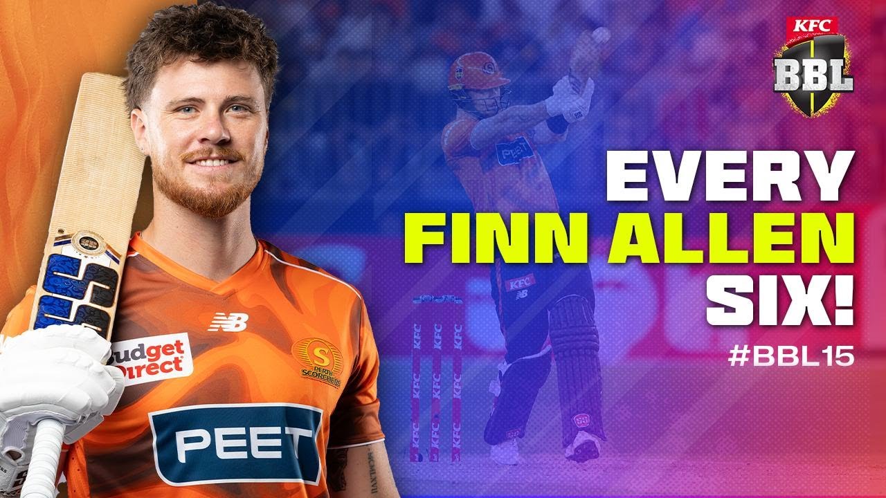 All 38 Sixes From Finn Allen's Record-Breaking Season | #BBL15 - YouTube