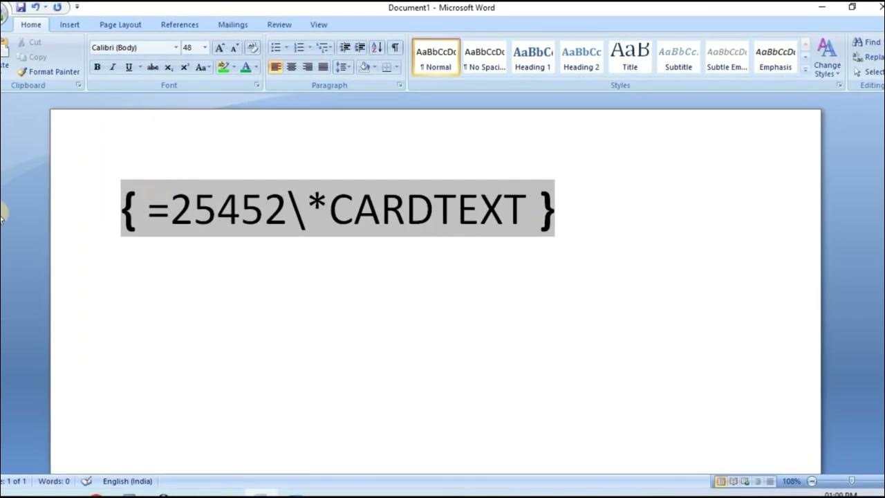 CONVERT NUMBERS INTO WORD IN MS WORD - YouTube
