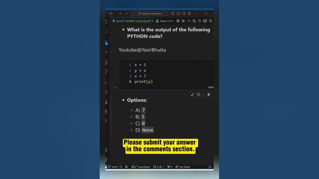 Python Quiz #76: Use of Variables Quiz for Beginners | Python MCQs | Python For Beginners - YouTube