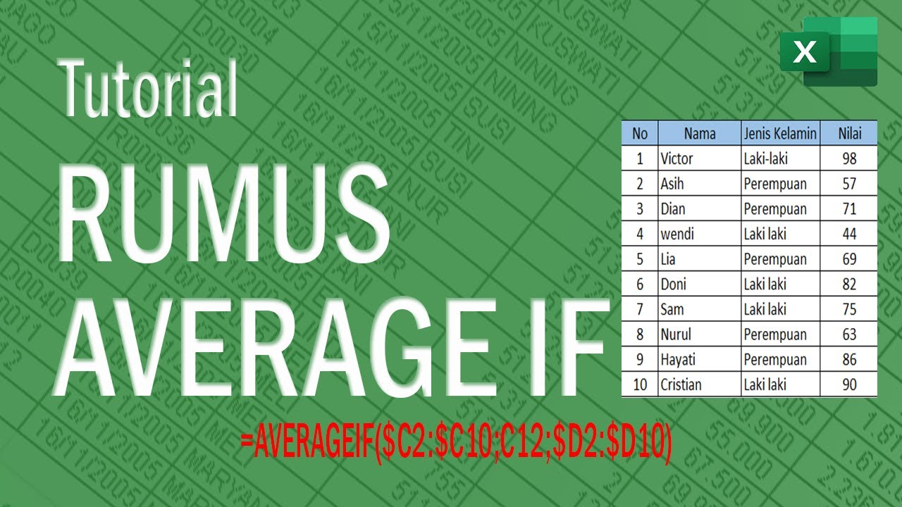 Rumus AVERAGEIF di Excel | tutorial excel pemula - YouTube