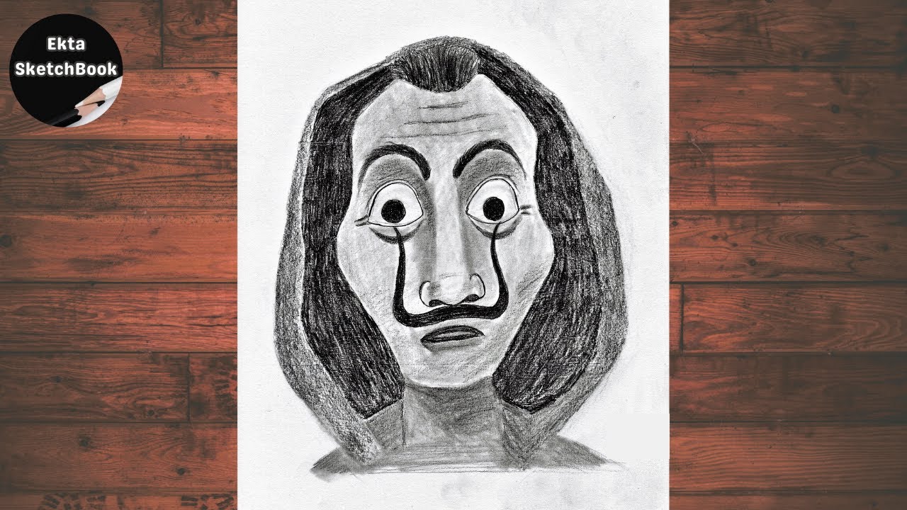 Draw Money Heist Mask || Easy Face Mask drawing for beginners || Step ...