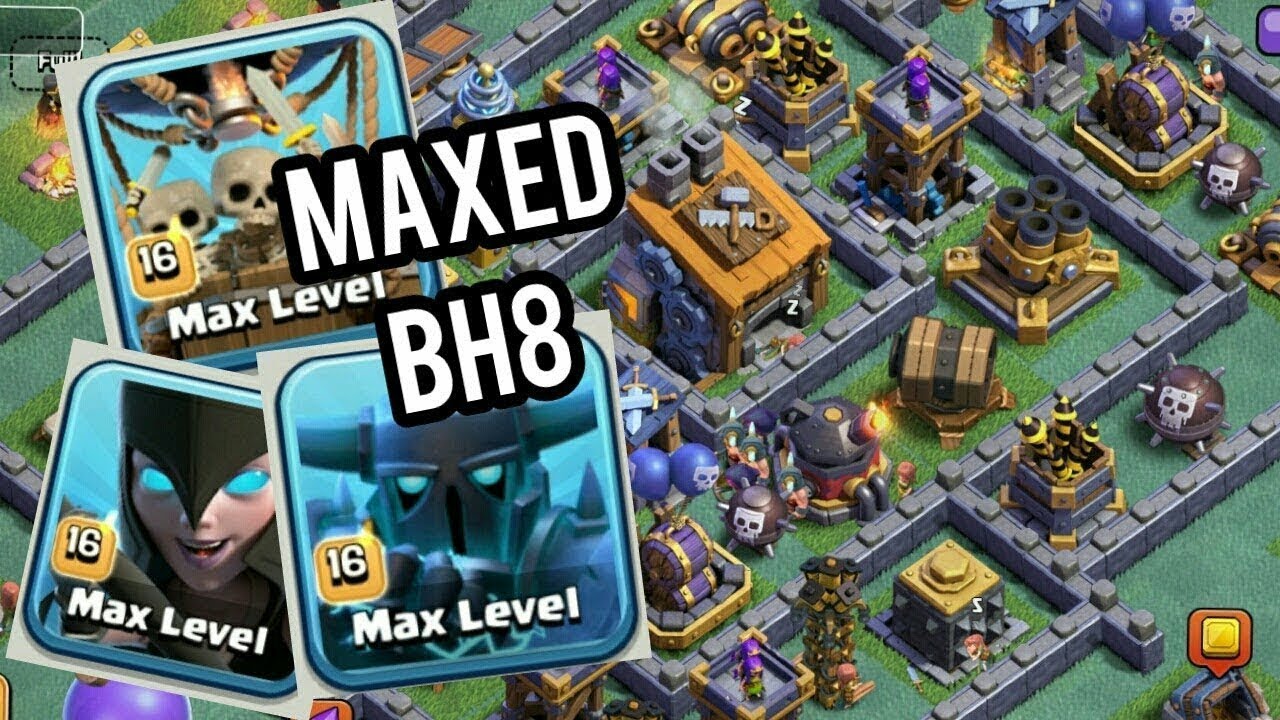 MAXED BUILDER HALL 8(BH8) GAMEPLAY. MAXED TROOPS - YouTube