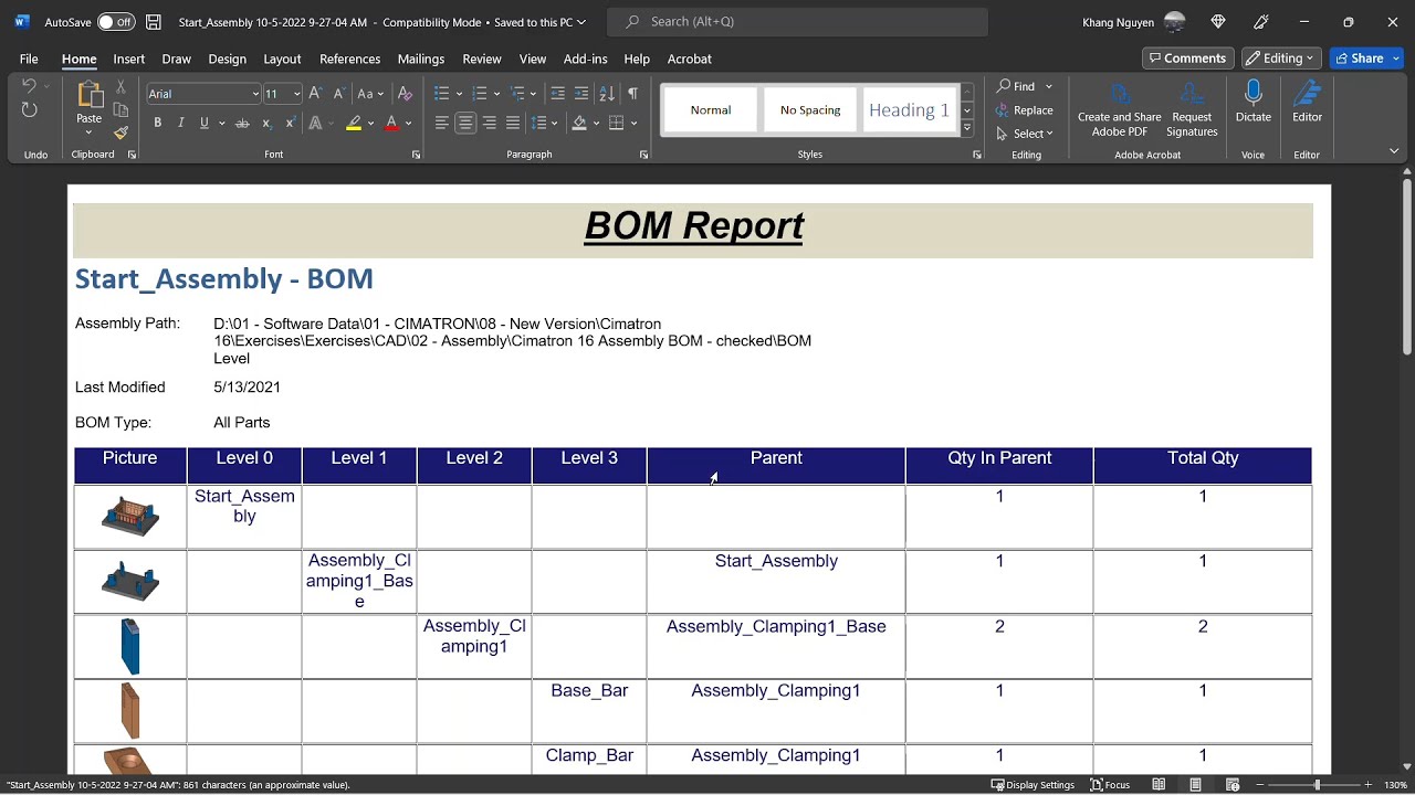 Cimatron 16 - BOM Report - YouTube