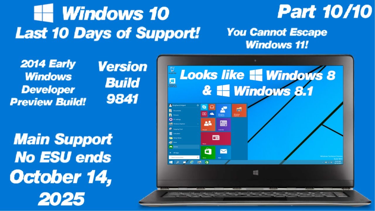 Windows 10 Last 10 Days. 1 Day Left! Windows 10 build 9841 - YouTube