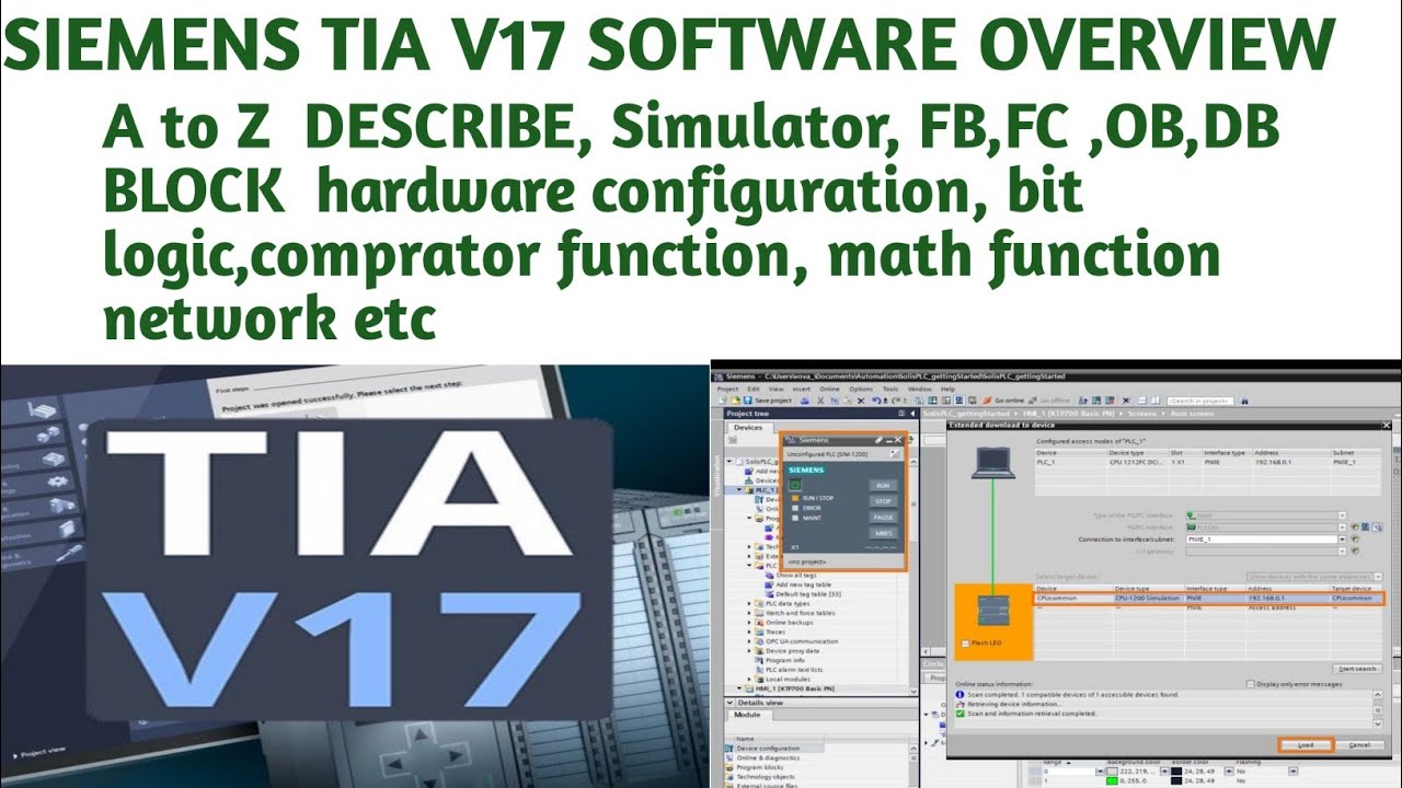SIEMENS TIA V17 SOFTWARE OVERVIEW!! how to use plcm simulator A to Z ...