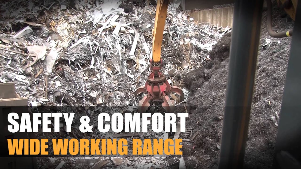 Hyundai Material Handler excavator movie - YouTube