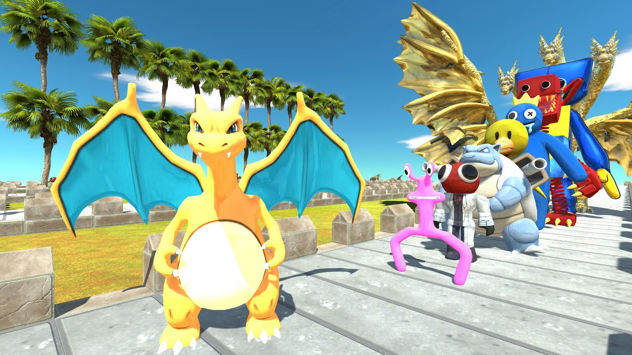 Charizard vs Ghidorah COCONUT DEATH RUN - Animal Revolt Battle ...