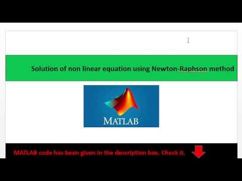 Matlab code for Newton Raphson method Numerical method solution of nonlinear equation - YouTube