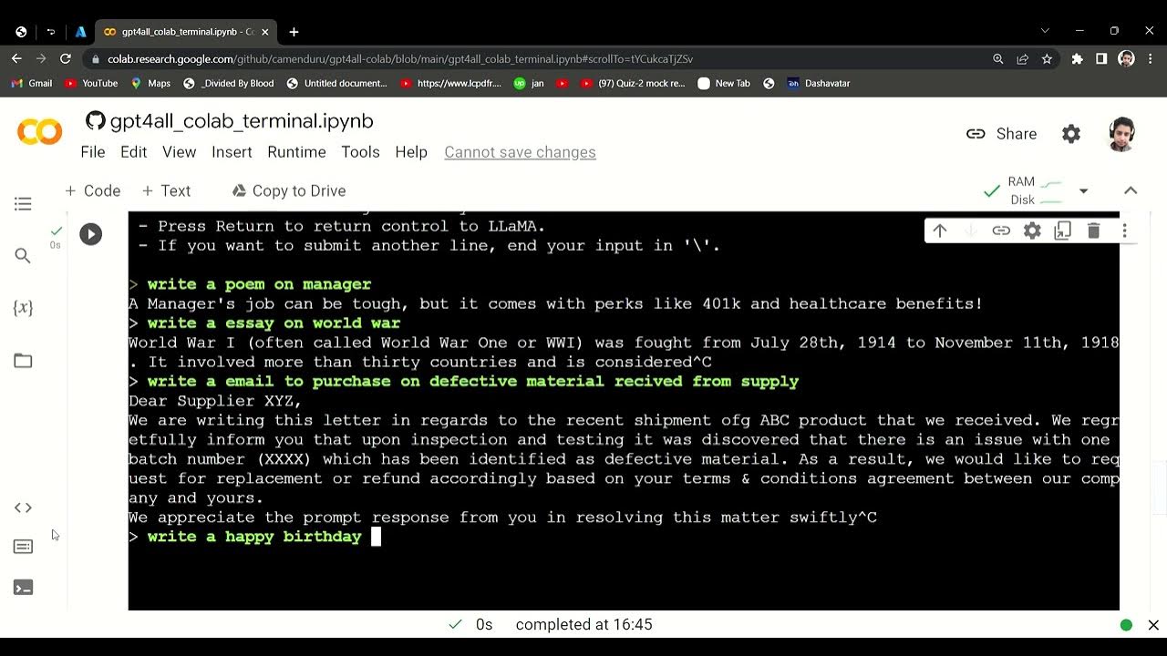 gpt4all colab terminal ipynb Colaboratory - YouTube