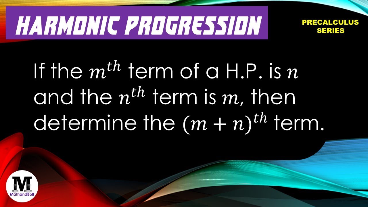 1.6 | Harmonic Progression | Introduction to Harmonic Progression - YouTube