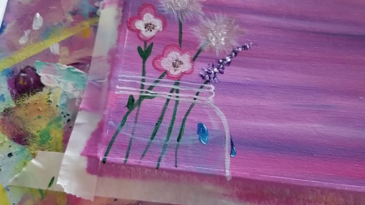 Step by Step Acrylic Painting tutorial water droplets on Jar on Flowers ...