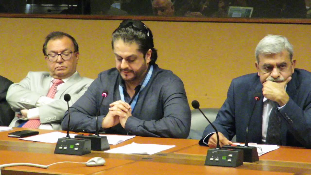 Mehran Baluch speaks at a side event during UNHRC in Geneva 21-0616 ...