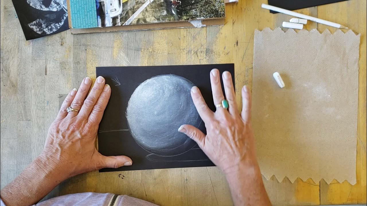 white chalk on black paper sphere drawing - YouTube