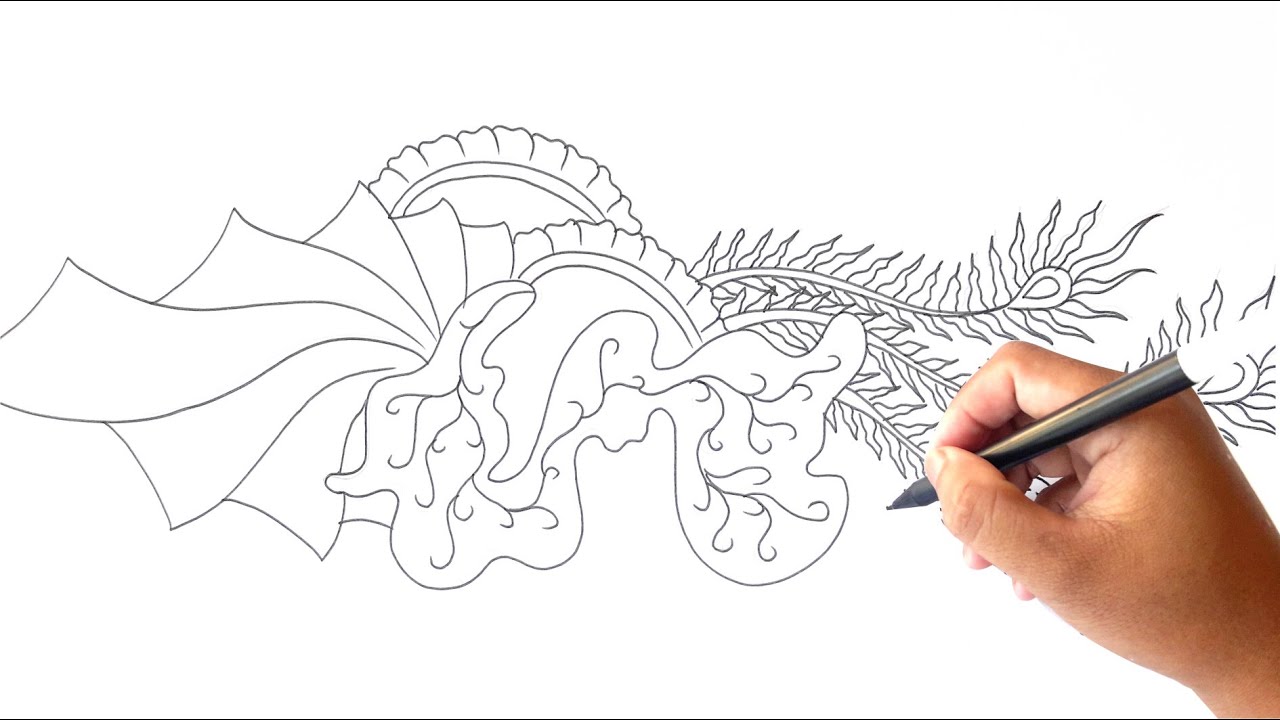 burung merak - cara menggambar batik yang mudah || How to draw batik ...