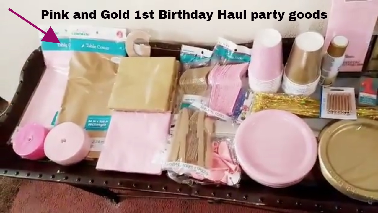 Pink and Gold 1st Birthday haul !!!!! Plates/Cups/Streamers/Utensils ...