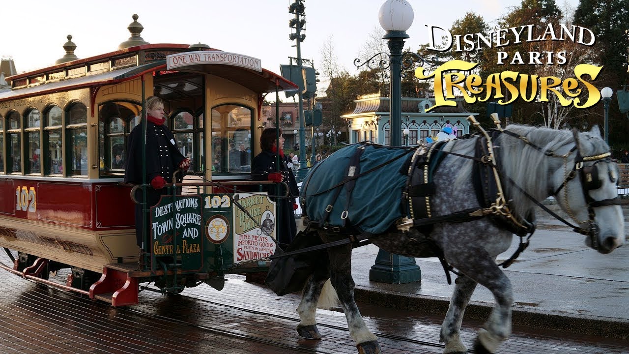 Disneyland Paris - Horse-Drawn Streetcar Complete Ride - Christmas 2013 ...