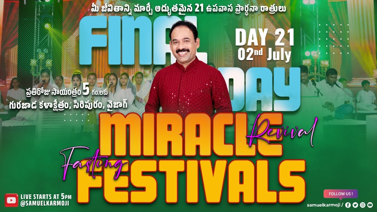 Miracle Revival and Fasting Festivals | Day 21 LIVE | Samuel Karmoji ...