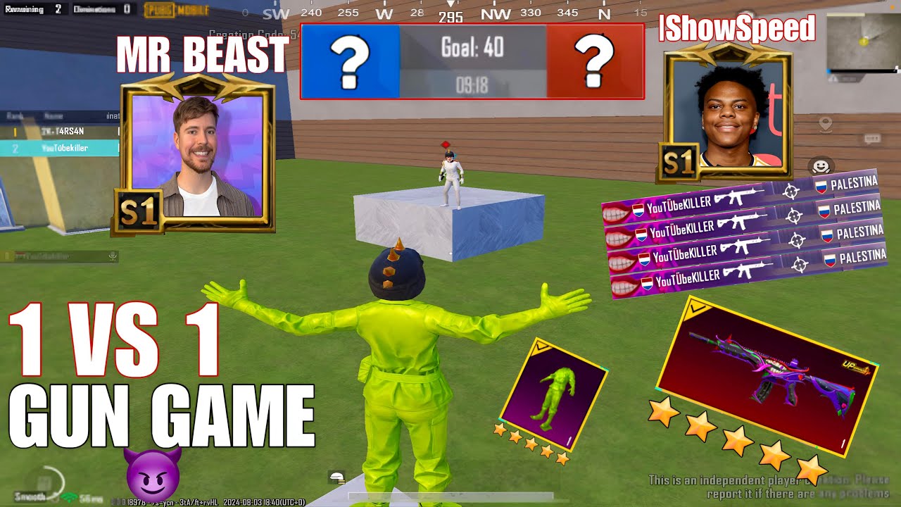 BEST FUNNY😂WOW GAMEPLAY WITH MR BEAST AND |ShowSpeed😱1VS1 GUN GAME ...
