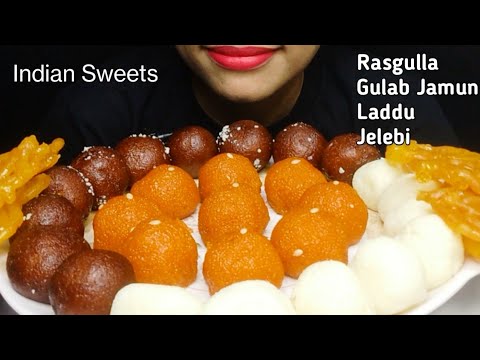 Eating Indian Sweets, Rasgulla,Gulab Jamun, Laddu, Jelebi|Indian Sweets ...