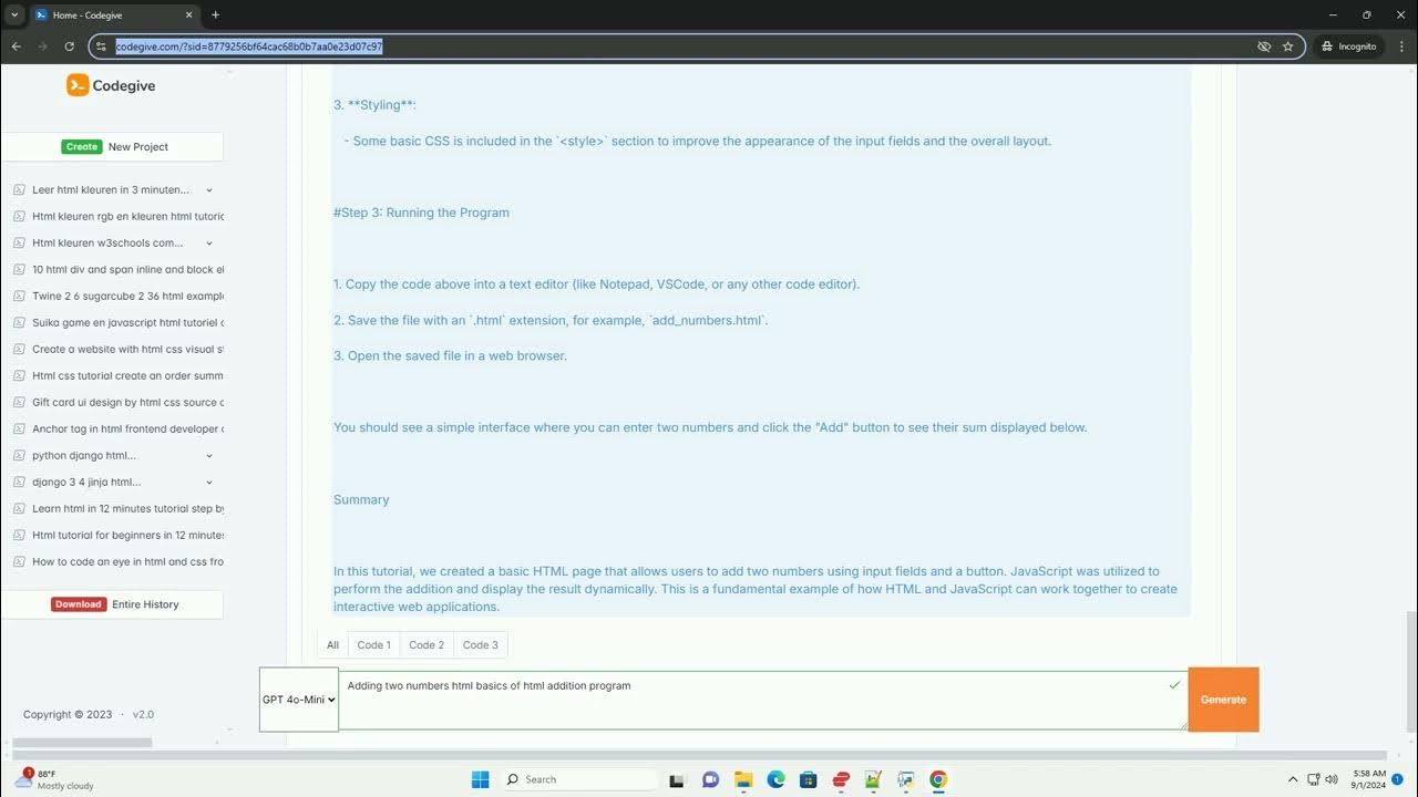 Adding two numbers html basics of html addition program - YouTube